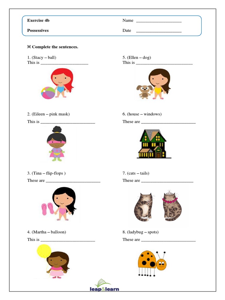 Practicing Possessives: A Grammar Exercise on Forming Possessive Nouns ...