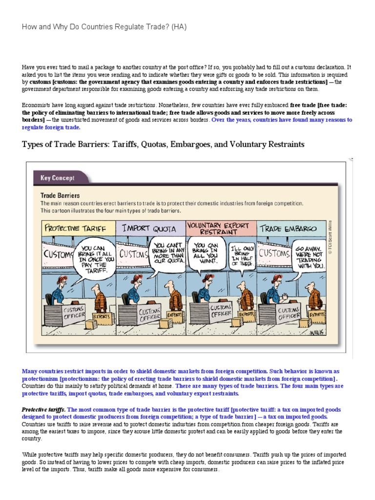 Types of Trade Barriers: Tariffs, Quotas, Embargoes, and Voluntary ...