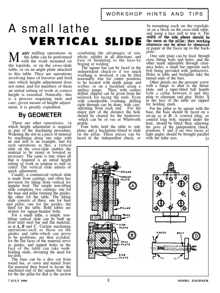 150-Small Lathe Vertical Slide PDF | PDF | Machining | Metalworking