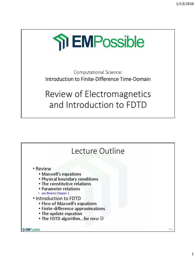 Computational Electromagnetics: An Introduction to the Finite-Difference Time-Domain Method and ...