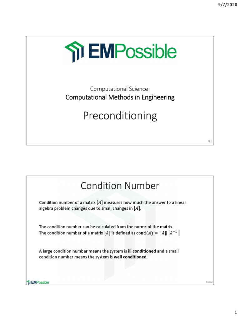 Preconditioning Condition Number Pdf Mathematical Analysis Mathematical Relations