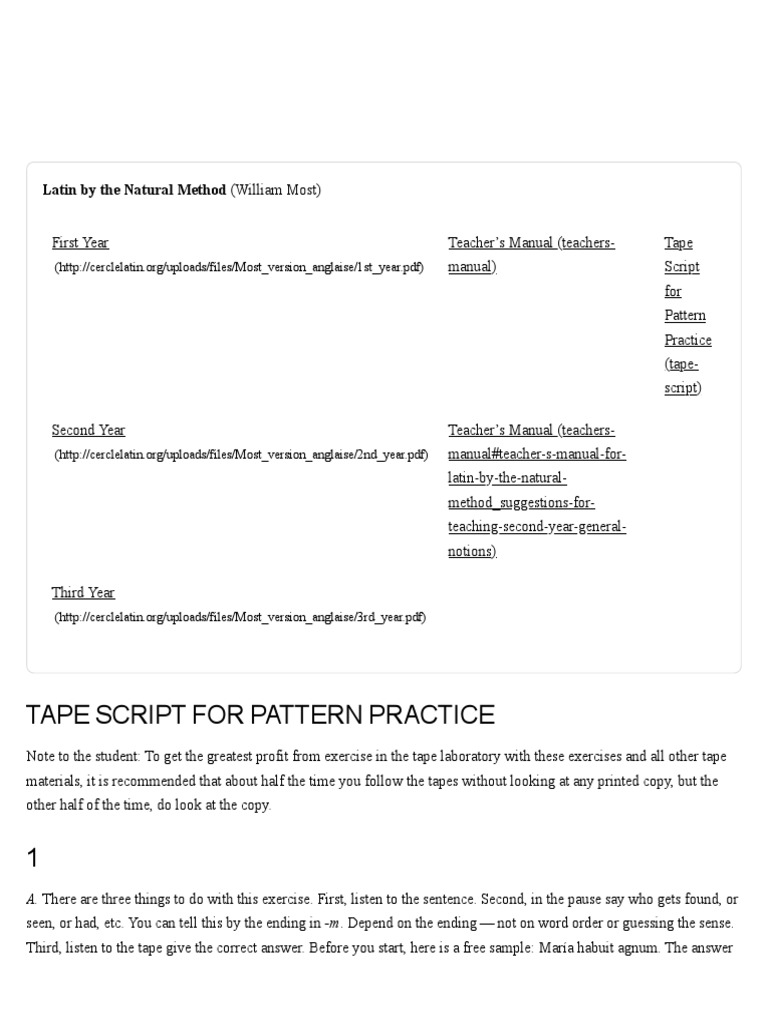 Latin Natural Method Tape Script - Most | PDF | Grammatical Gender | Semantic Units