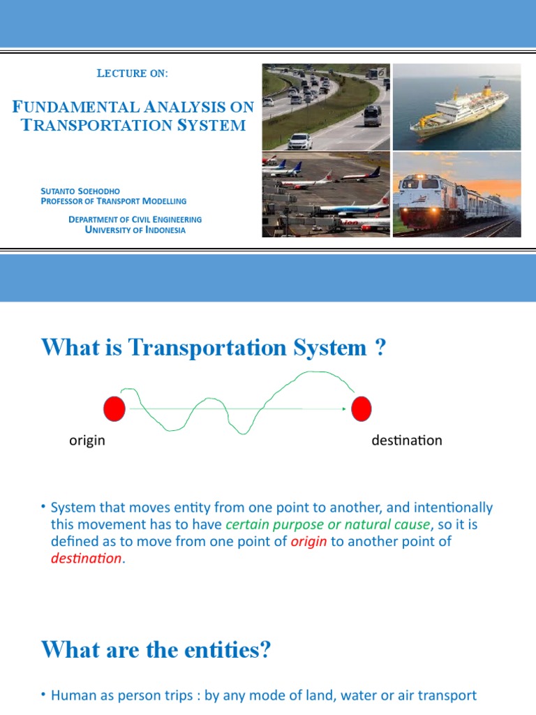 Lecture On Transportation System (Intro) Edited | PDF | Transport | System