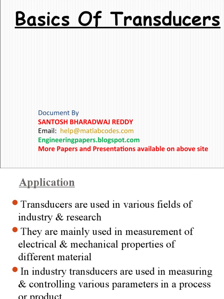 Basics of Transducers | PDF | Thermocouple | Electrical Resistance And ...