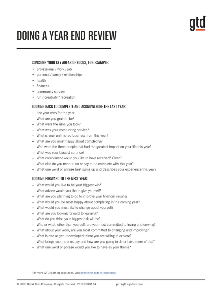 GTD - Year End Review | PDF | Career & Growth