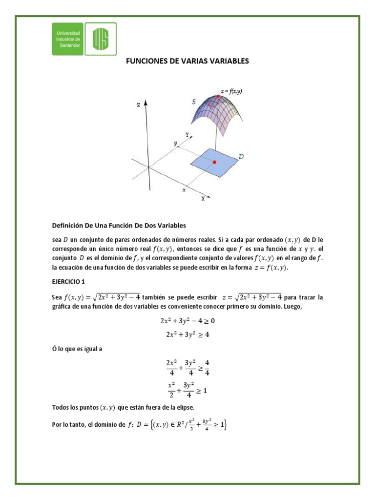 Funciones de Varias Variables | PDF | Función (Matemáticas) | Matemática Elemental