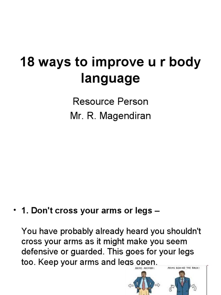 18 Ways To Improve U R Body Language: Resource Person Mr. R. Magendiran ...