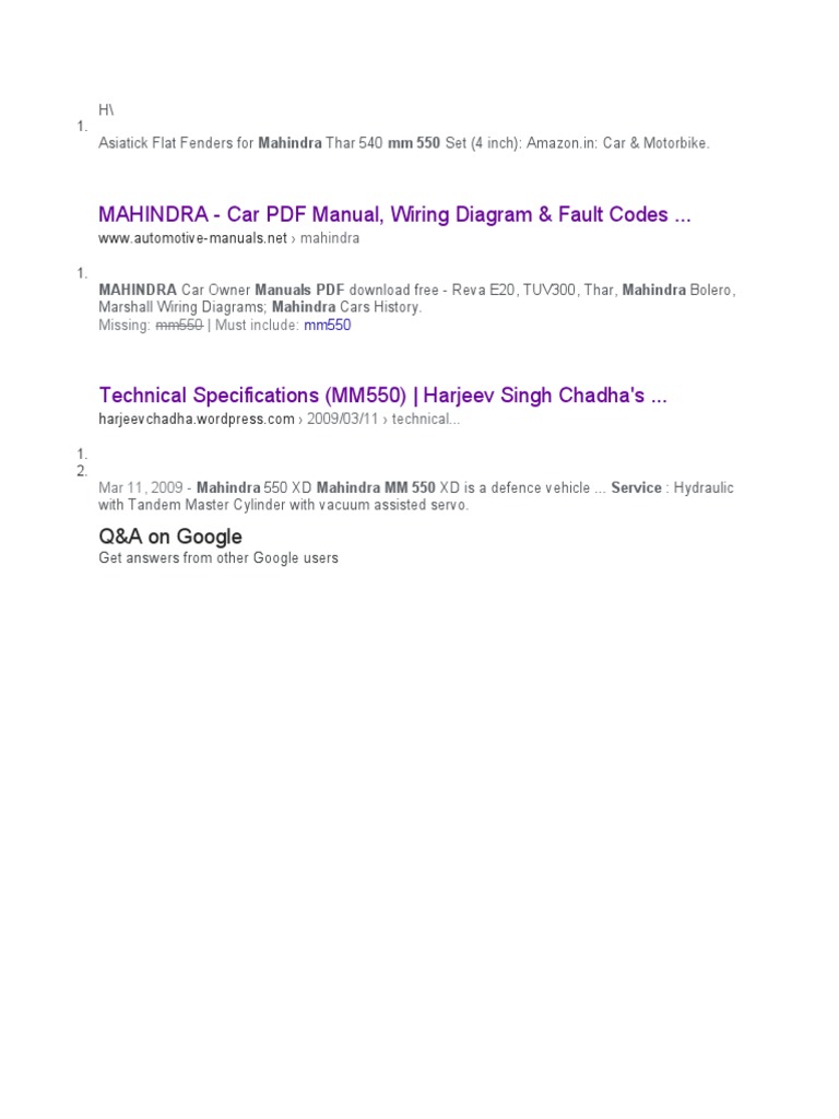 MAHINDRA - Car PDF Manual, Wiring Diagram & Fault Codes ... : Q&A On ...