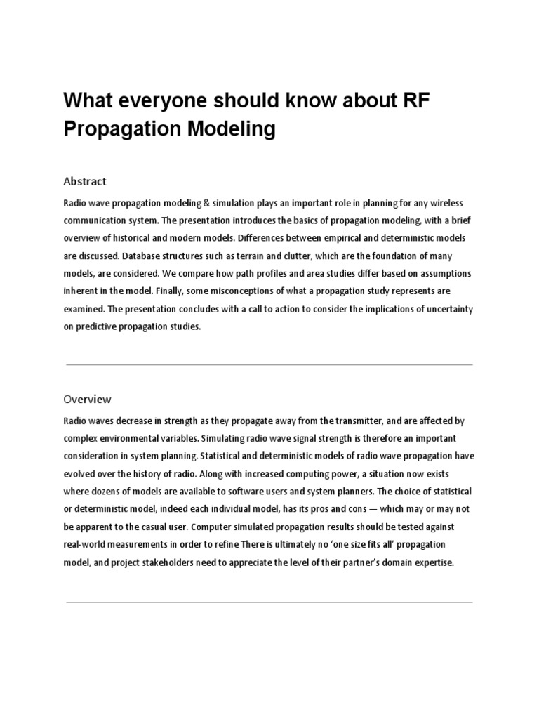Understanding RF Propagation Modeling | PDF | Radio Propagation | Radio ...