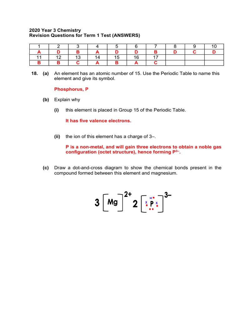 Year 3 Chemistry Revision Questions | PDF | Ion | Chemical Substances