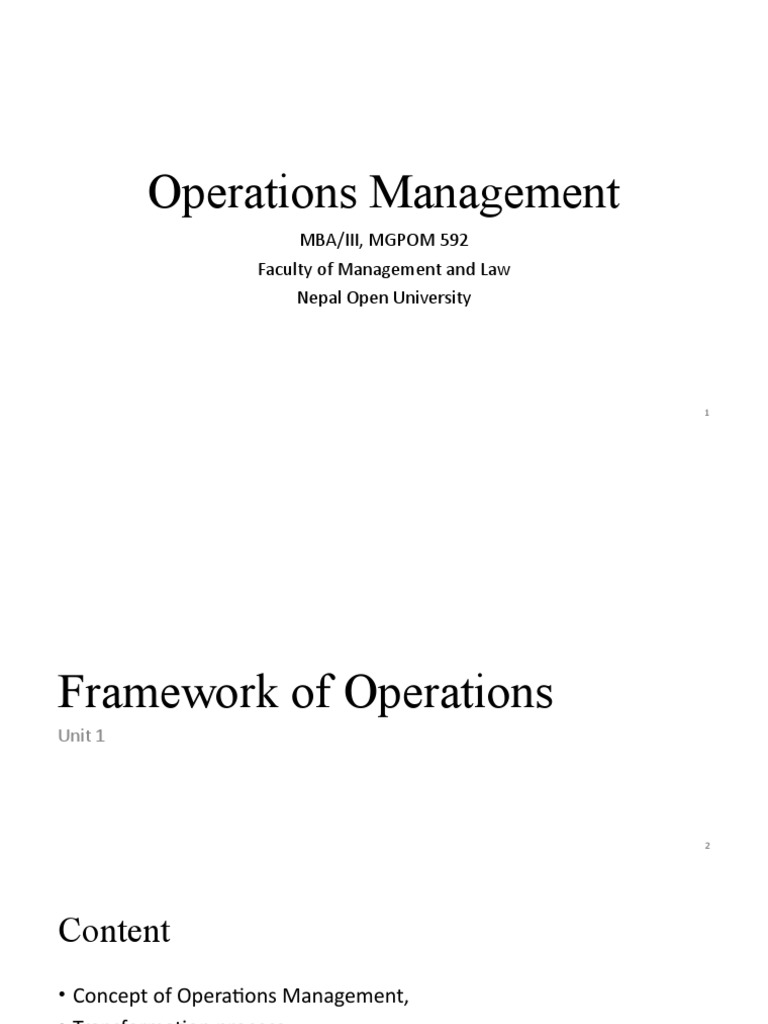 Unit 1 Framework of Operations | PDF | Operations Management ...