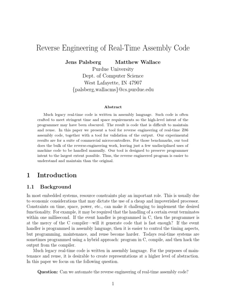 Reverse Engineering of Real-Time Assembly Code | PDF | Subroutine | Parameter (Computer Programming)