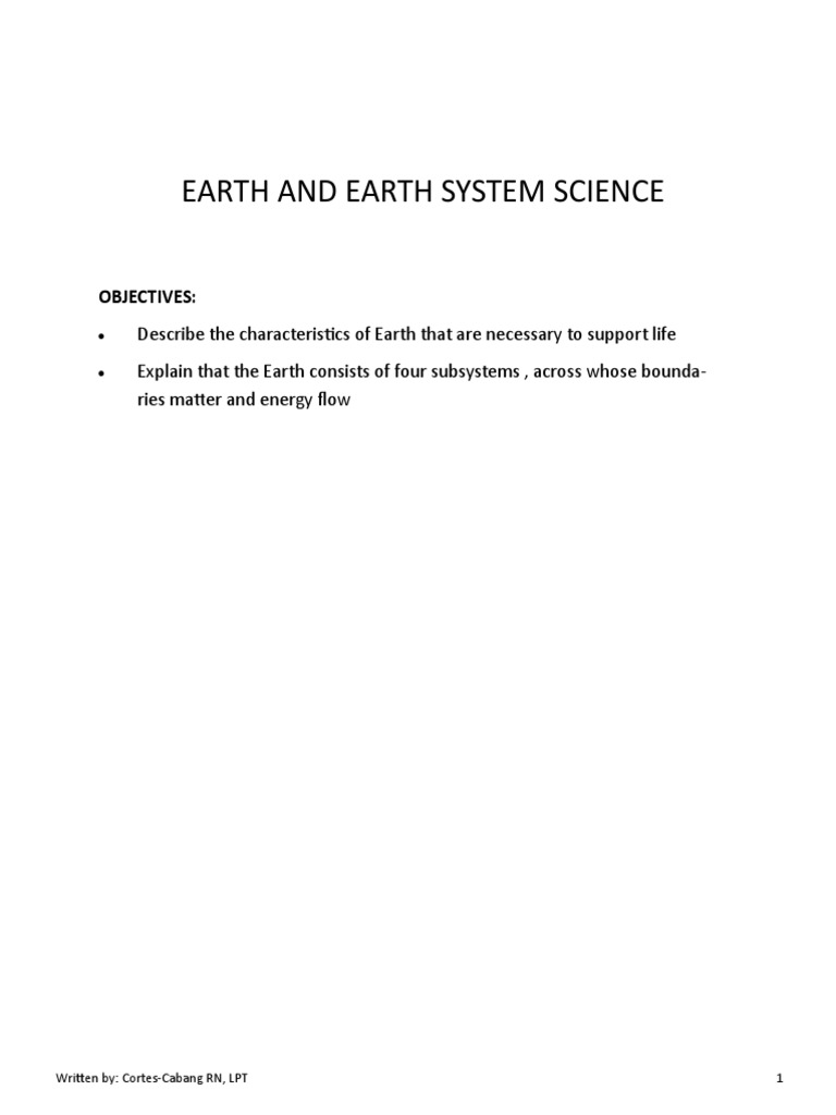 Earth and Earth System Science | PDF | Earth | Atmosphere