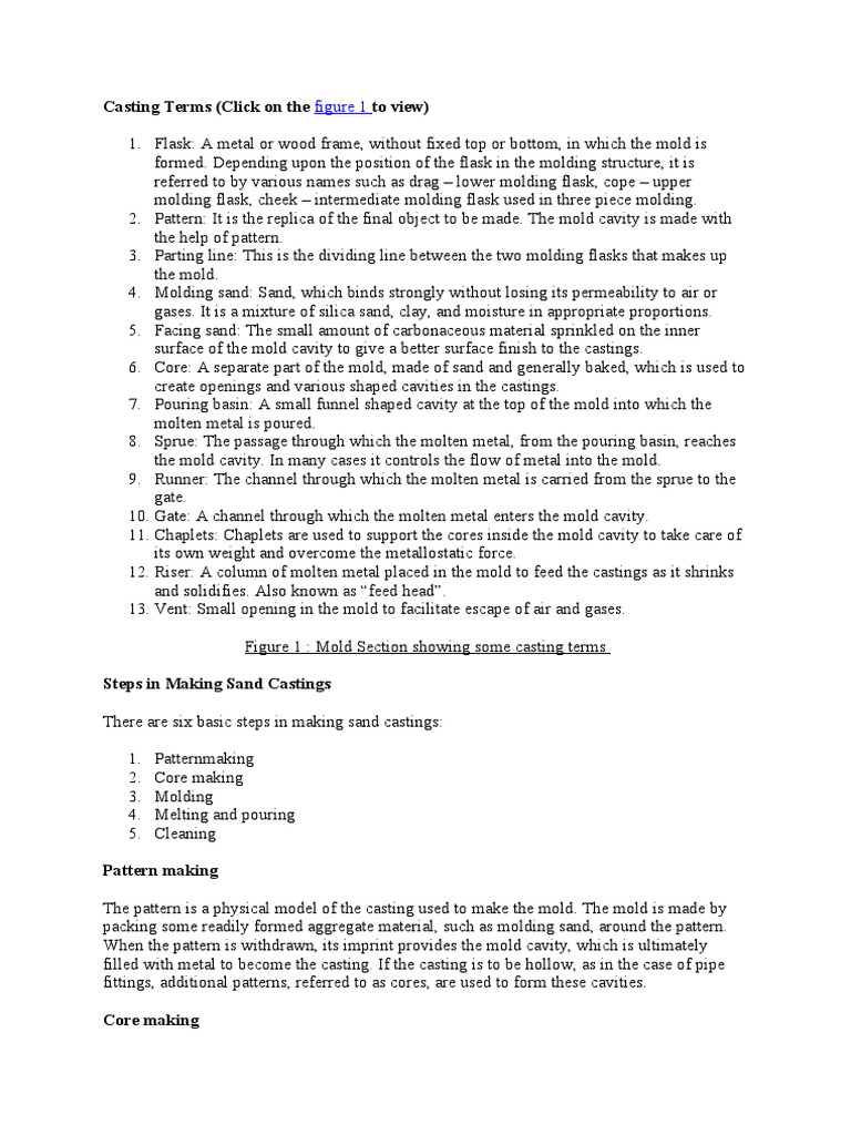 Casting Terms (Click On The To View) | PDF | Casting (Metalworking ...