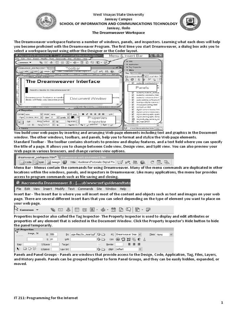 Understanding Dreamweaver Workspace | PDF | World Wide Web | Internet & Web