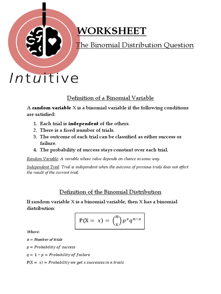 Binomial Distribution Worksheet | PDF | Probability Distribution ...