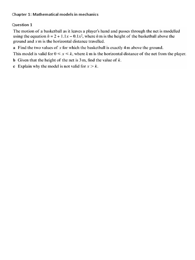 Chapter 1: Mathematical Models in Mechanics | PDF