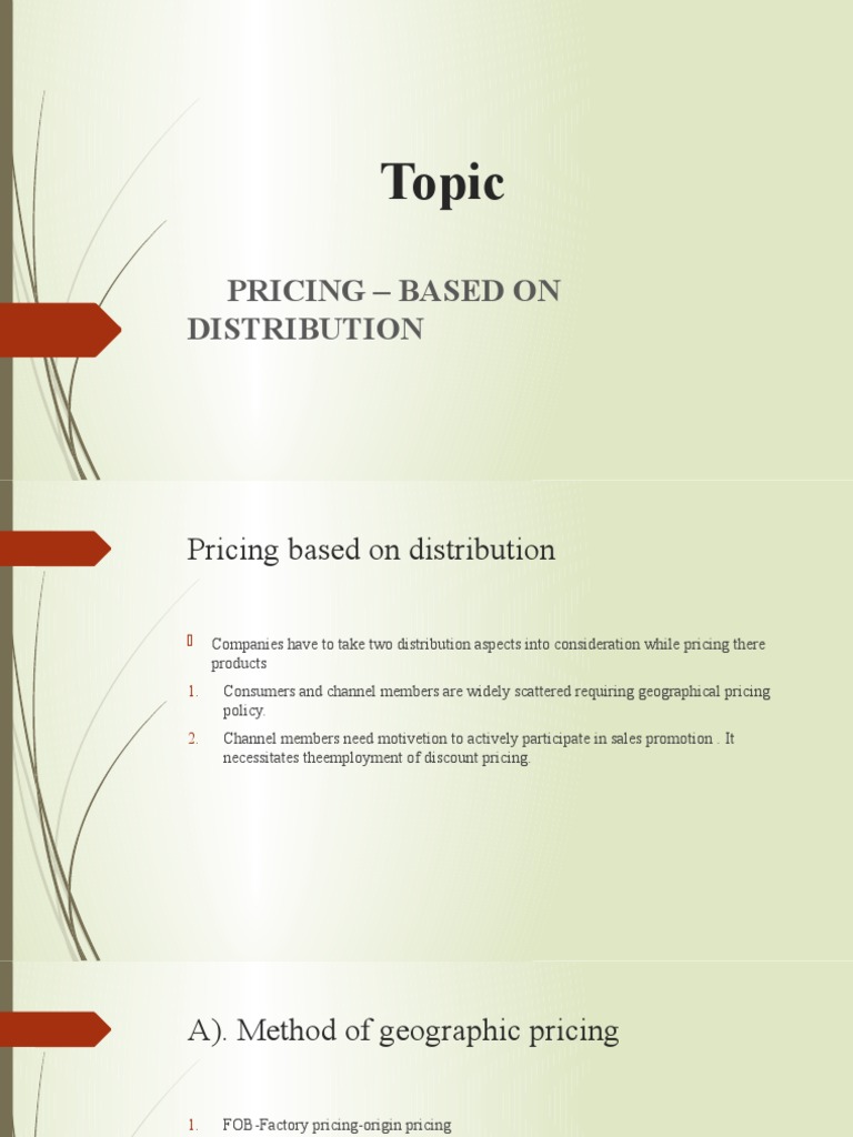 Pricing Based On Distribution | PDF