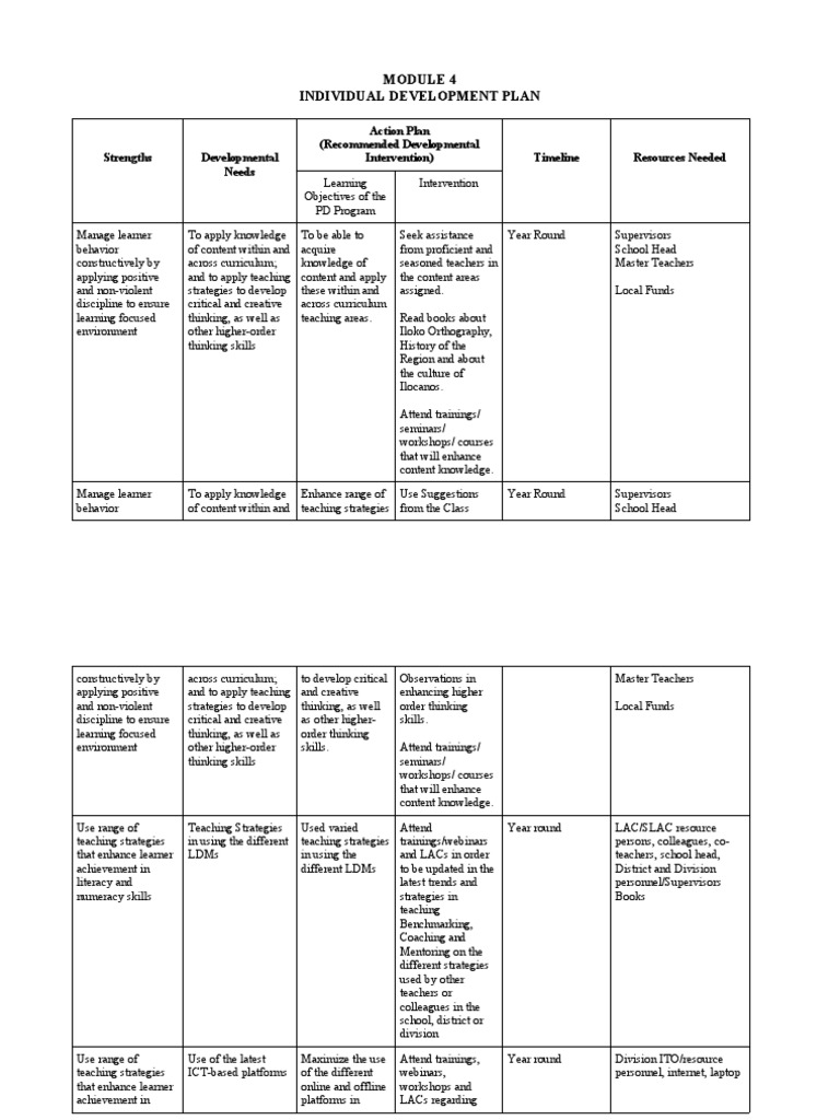 Teacher Development Action Plan 2024 | PDF | Teachers | Curriculum