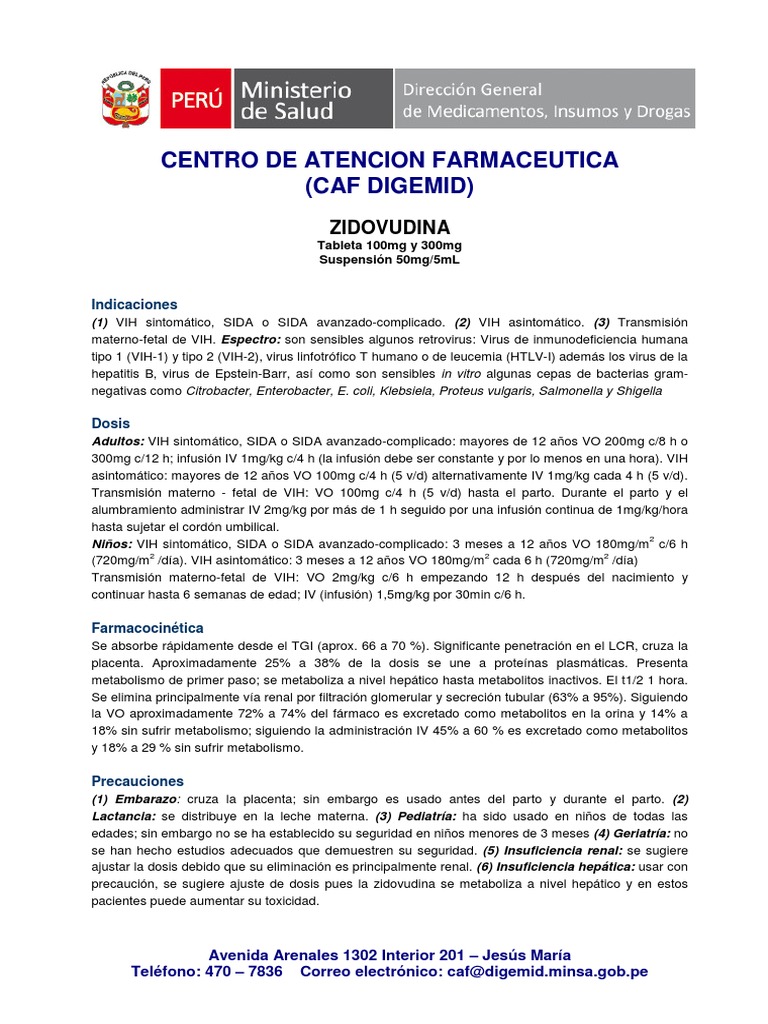 Zidovudina | PDF | VIH | Farmacocinética