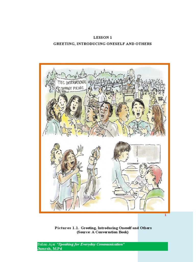Lesson 1 Greeting, Introducing Oneself and Others: Bahan Ajar "Speaking ...