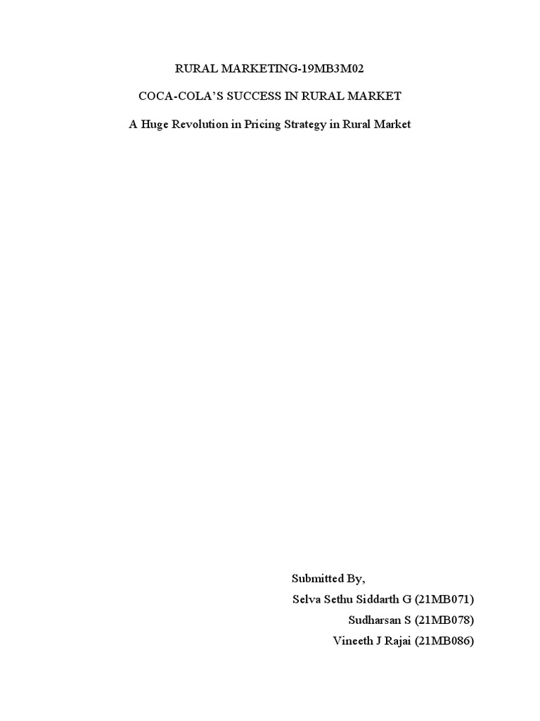 Coca Cola Rural Marketing Strategy | PDF | Coca Cola | Retail