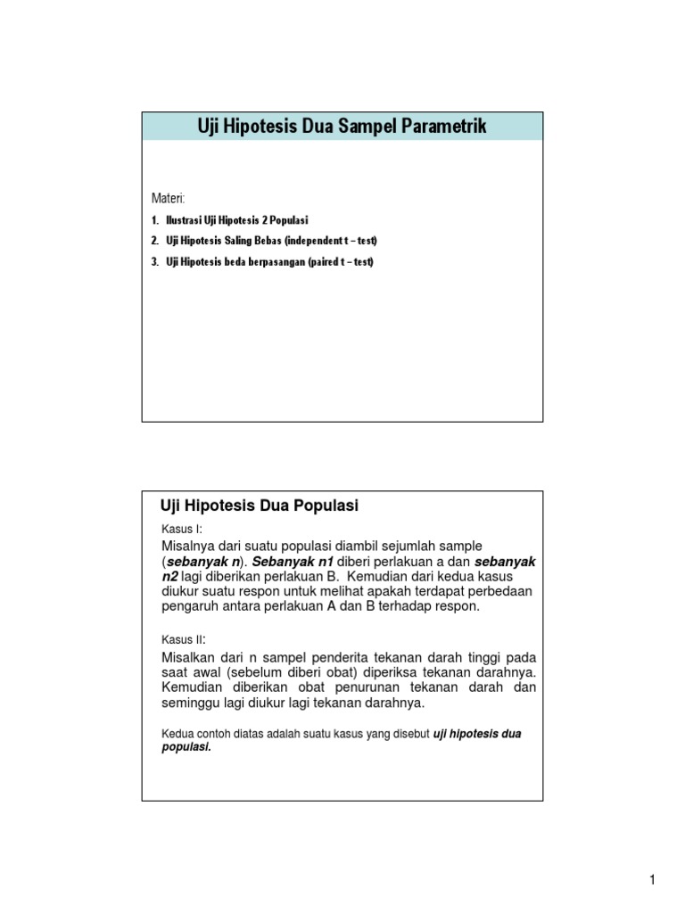 Analisis Perbandingan Rata-Rata Dua Sampel Parametrik | PDF