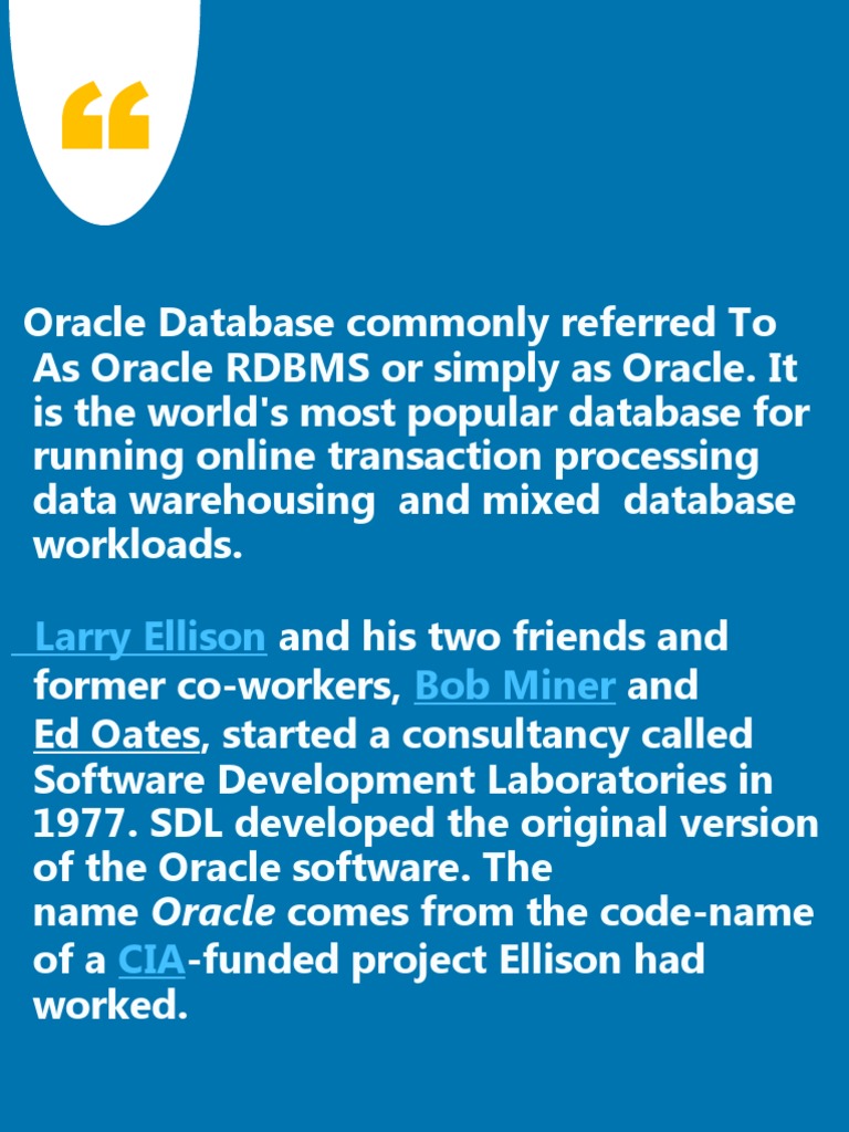 Larry Ellison Bob Miner | PDF | Oracle Database | Relational Database