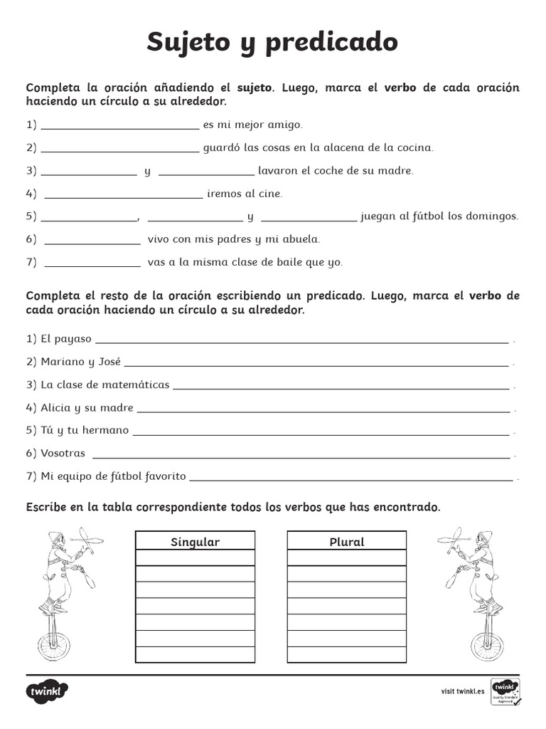 Sujeto Predicado y Verbos | PDF