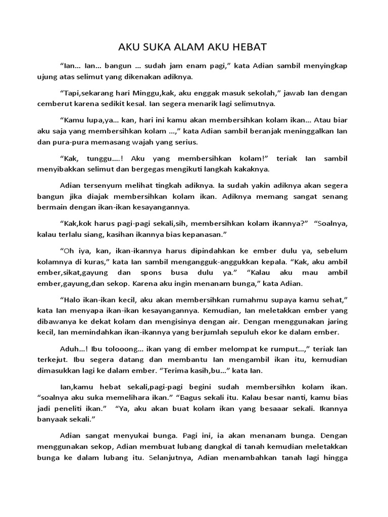 AKU SUKA ALAM AKU HEBAT - Cerpen | PDF | Griya & Taman