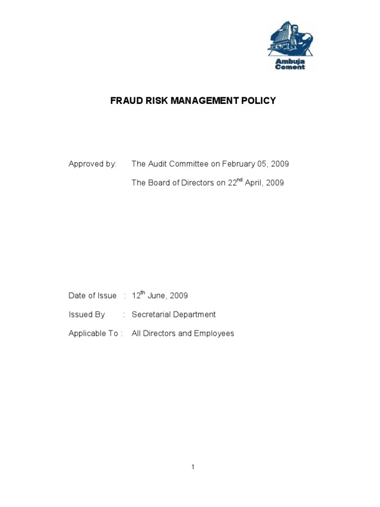 Fraud Risk Management Policy | PDF | Fraud | Risk Management