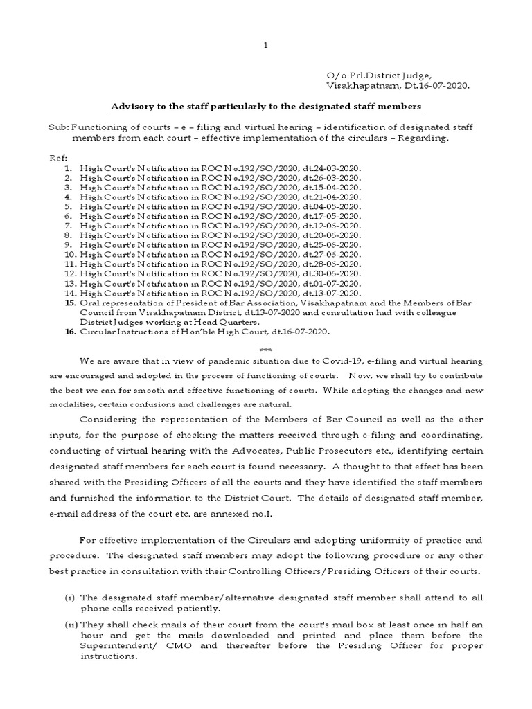 Advisory Note To Staff | PDF | Advocate | Bail