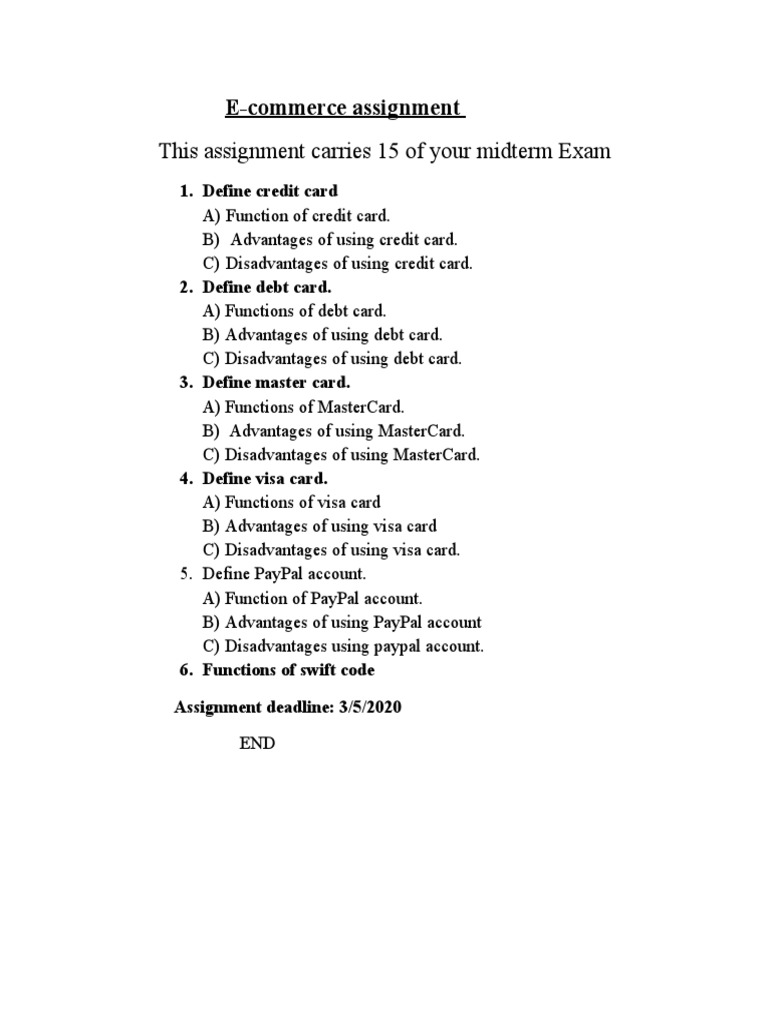 E-Commerce Assignment | PDF