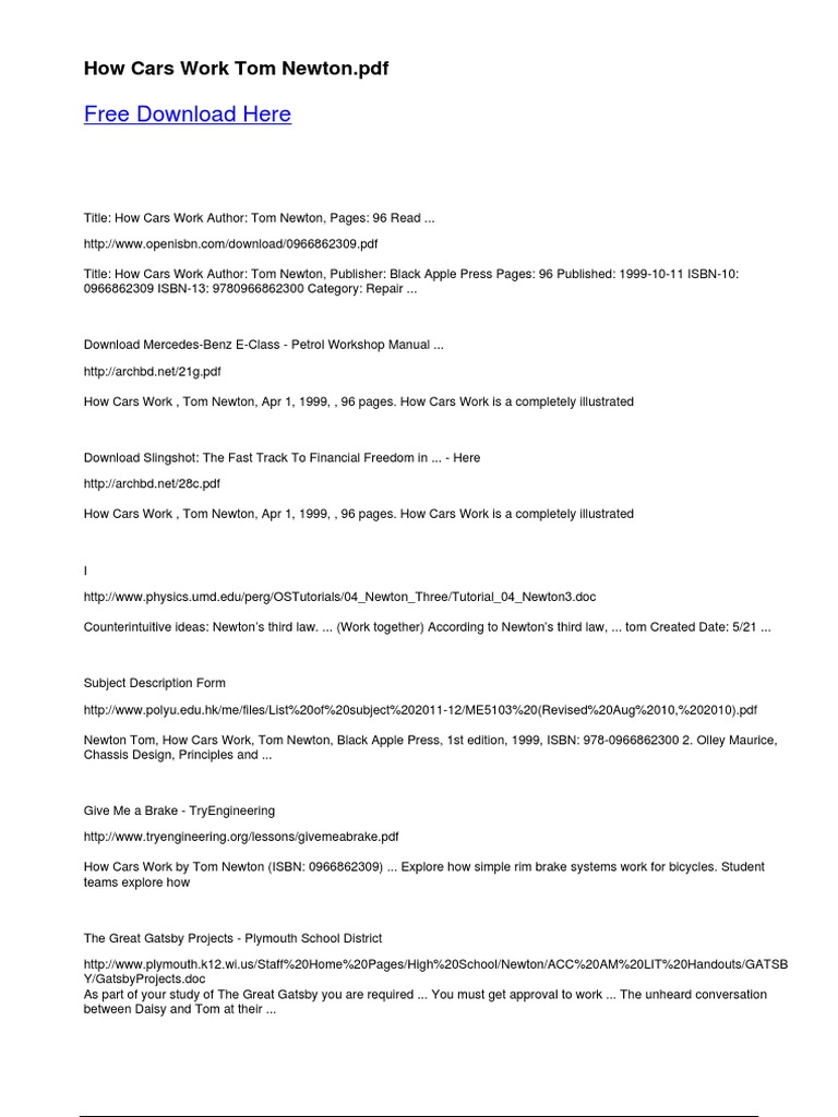 Free Download Here: How Cars Work Tom Newton PDF | PDF | Technology ...
