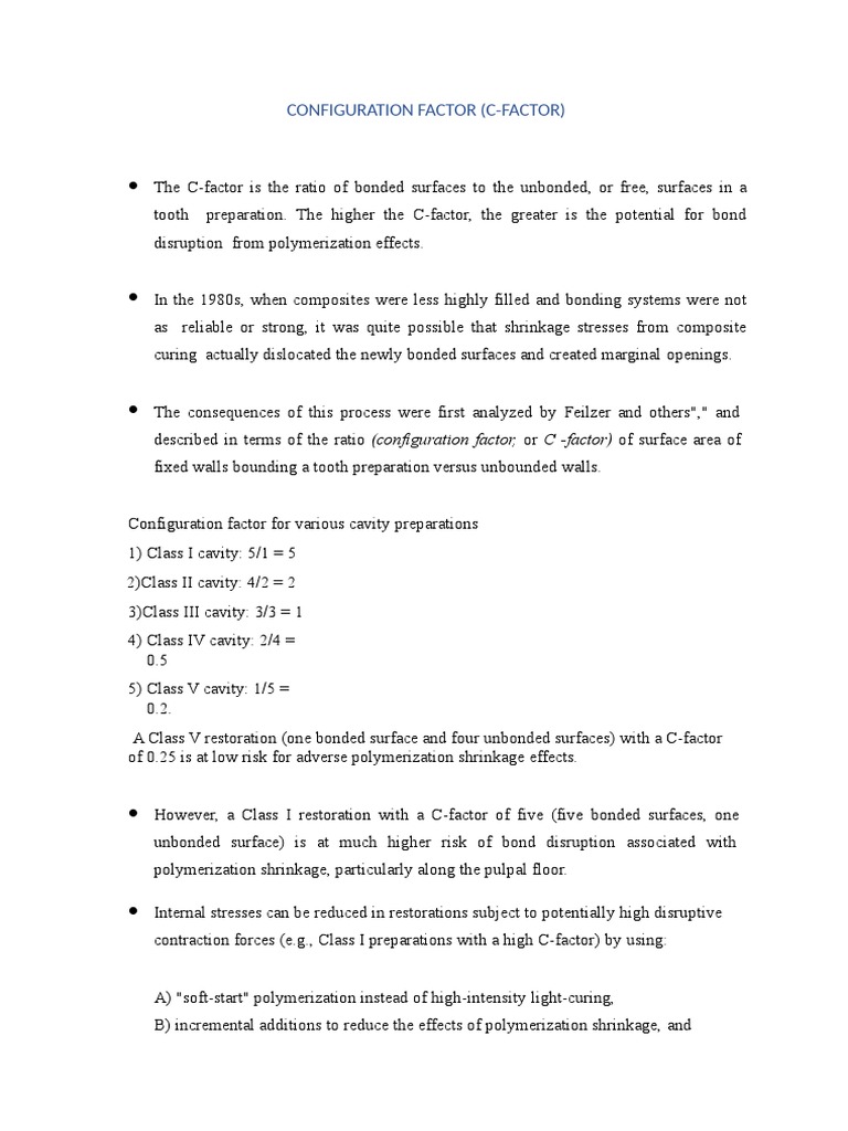 Understanding C-Factor in Dental Restorations | PDF | Dentistry | Mouth