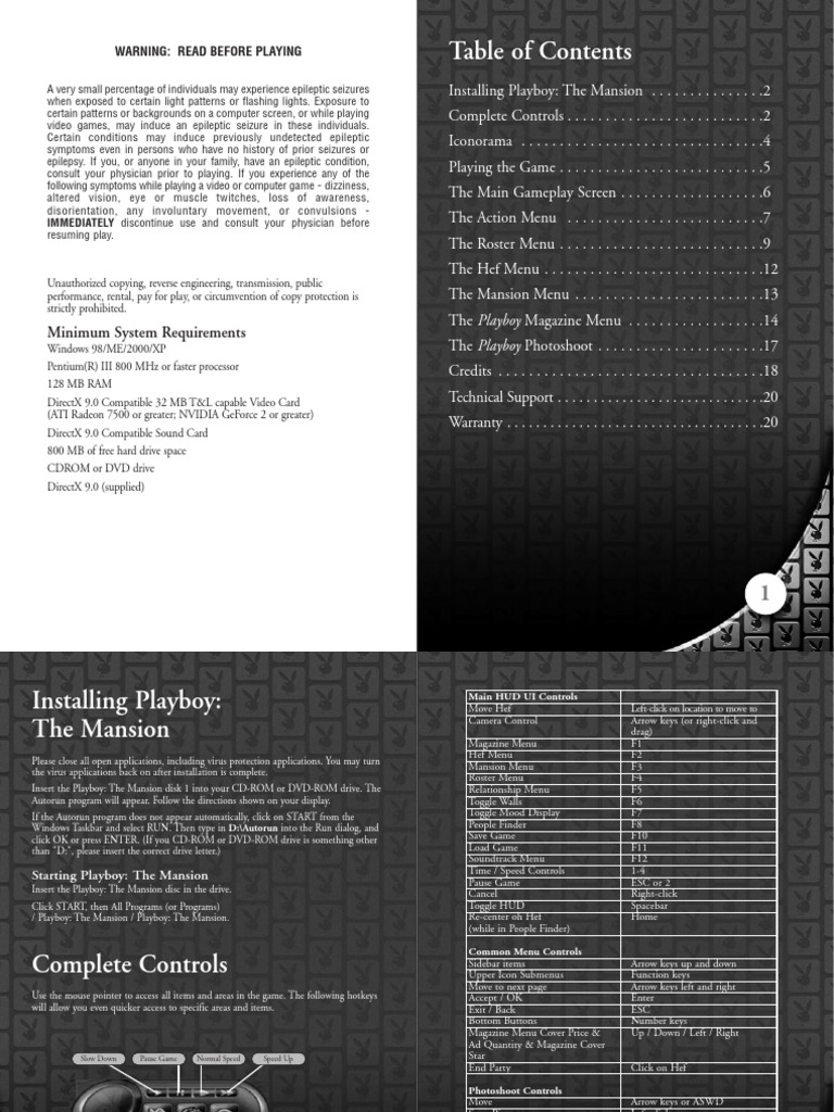 Warning: Read Before Playing: Minimum System Requirements | PDF | Menu ...