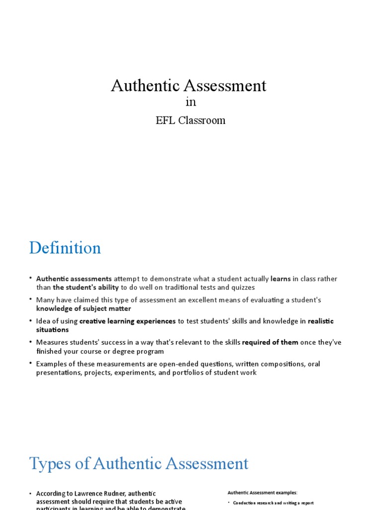 Understanding Authentic Assessment in EFL | PDF | Educational ...