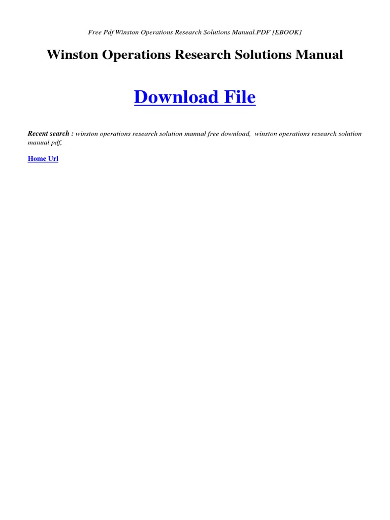 File: Winston Operations Research Solutions Manual | PDF