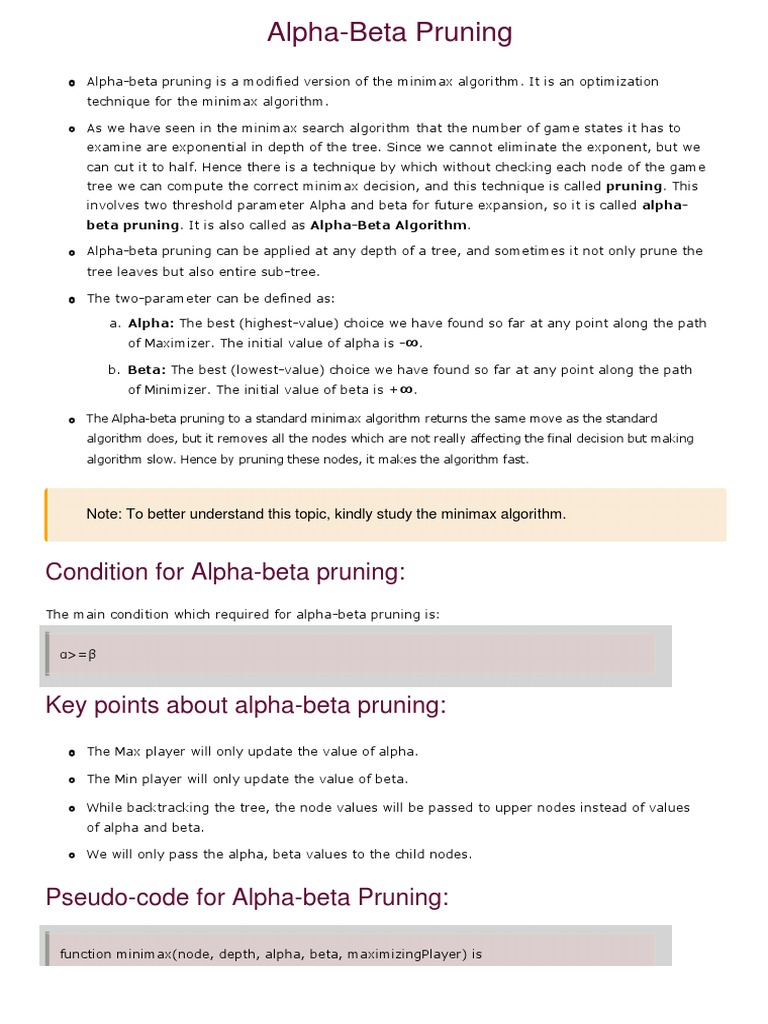 Artificial Intelligence - Alpha-Beta Pruning | Download Free PDF | Computer Programming ...