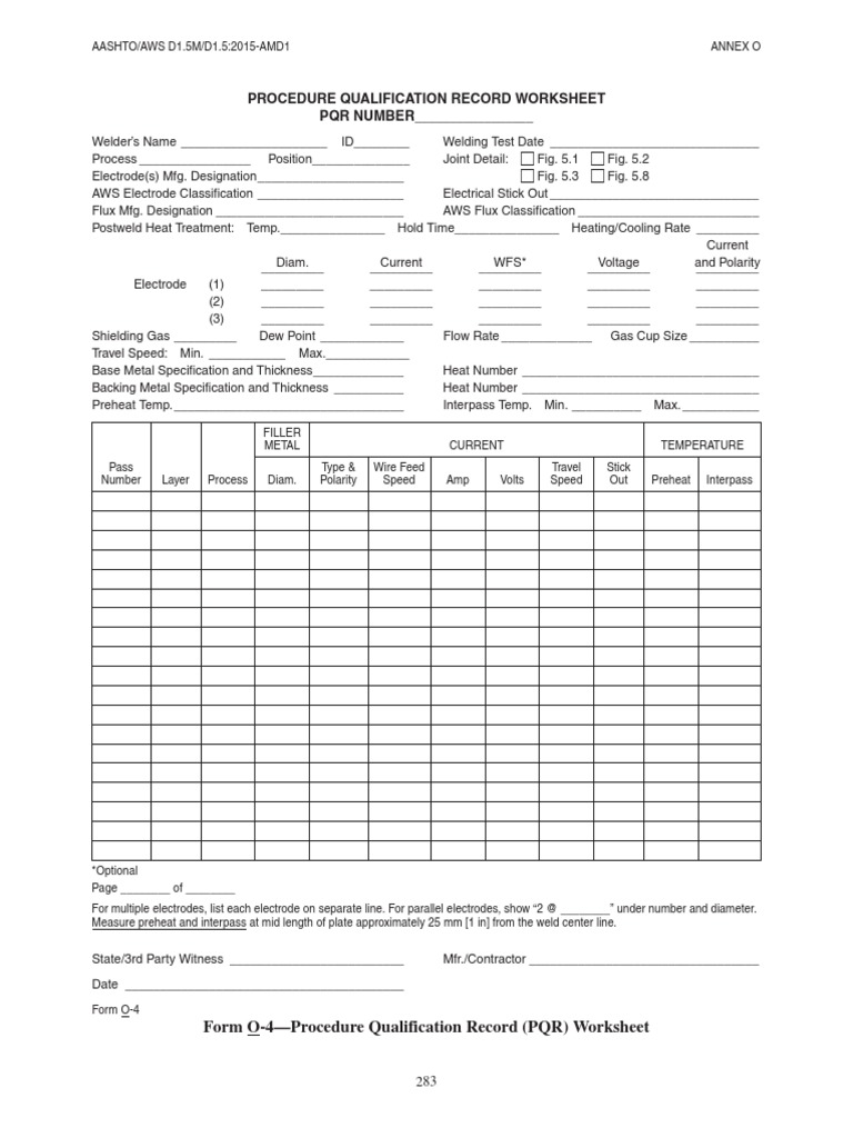 Form O-4-Procedure Qualification Record (PQR) Worksheet | PDF | Welding | Construction
