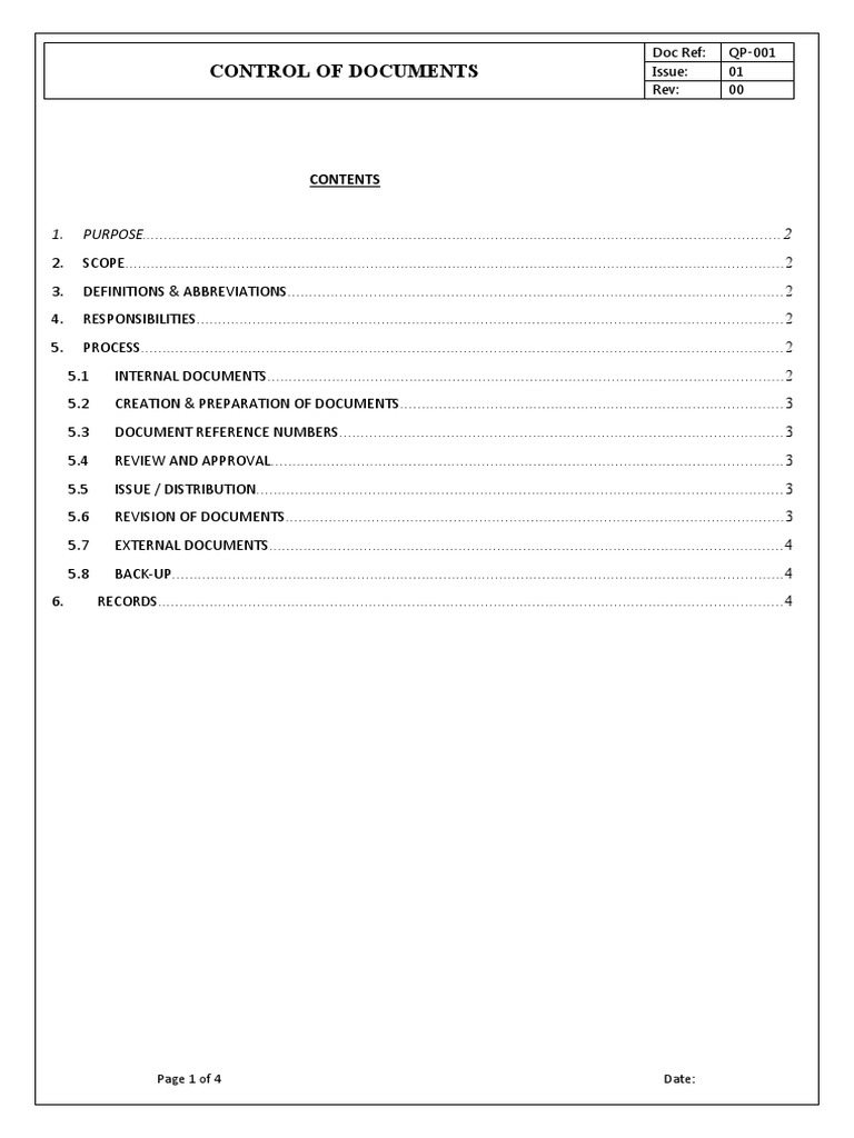 Document Control Procedure Overview | PDF | Quality Management System ...
