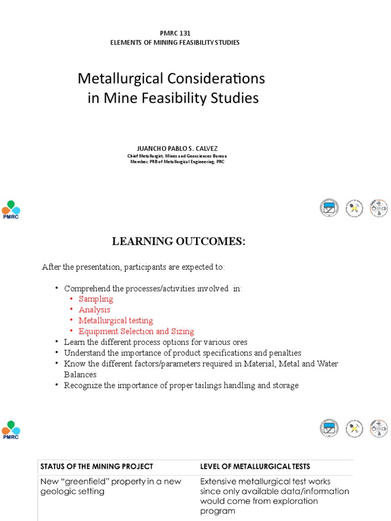 Metallurgical Considerations in Mine Feasibility Studies | PDF | Filtration | Mill (Grinding)