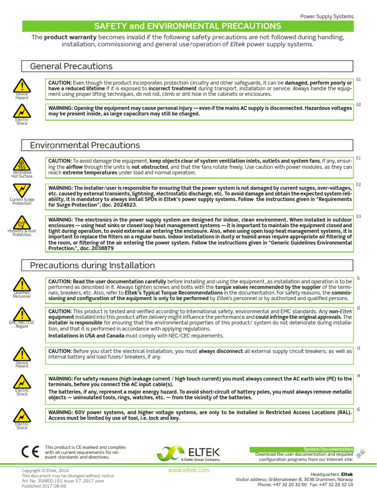 General Precautions: Safety and Environmental Precautions | PDF | Power ...