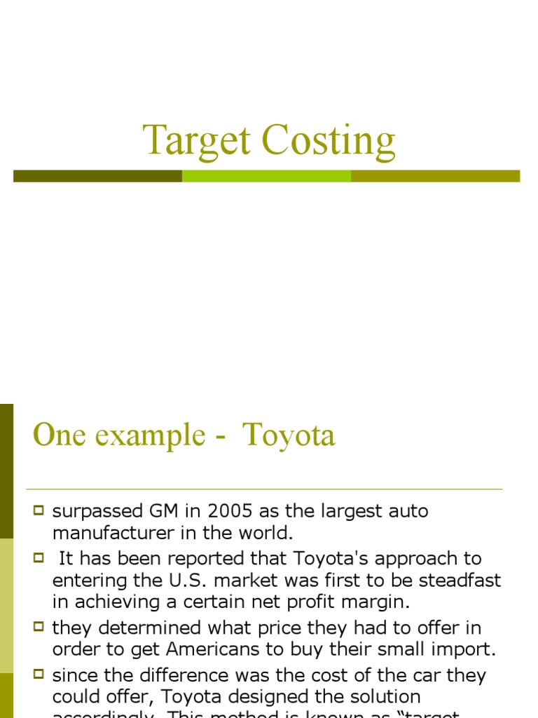 Target Costing | PDF | Management Accounting | Profit (Economics)