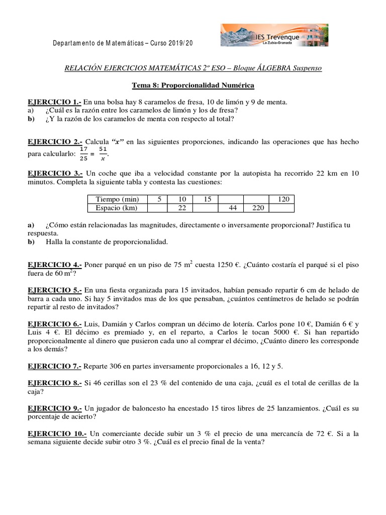 Ejercicios Algebra 2ESO | PDF | Álgebra | Enseñanza de matemática
