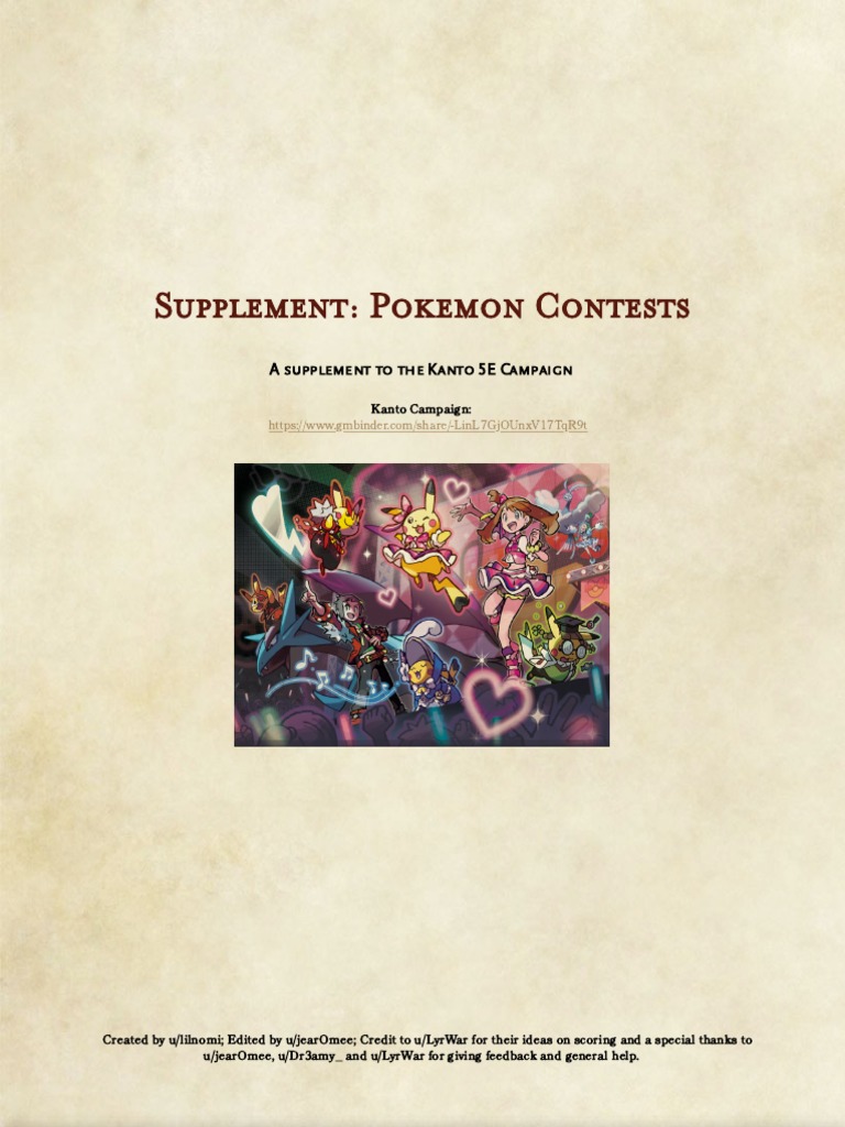Supplement - Pokemon Contests PDF | PDF | Nintendo Franchises | Video Games