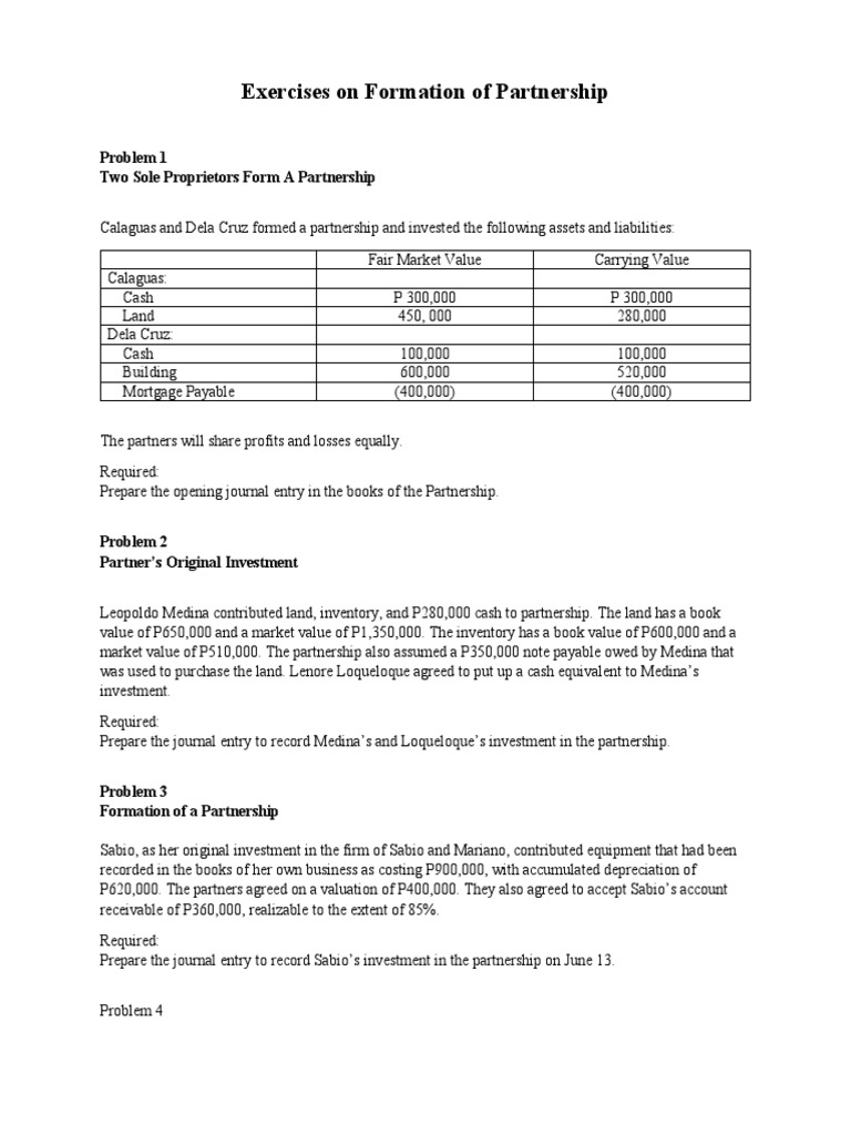 Form Partnership Entries | PDF | Book Value | Balance Sheet