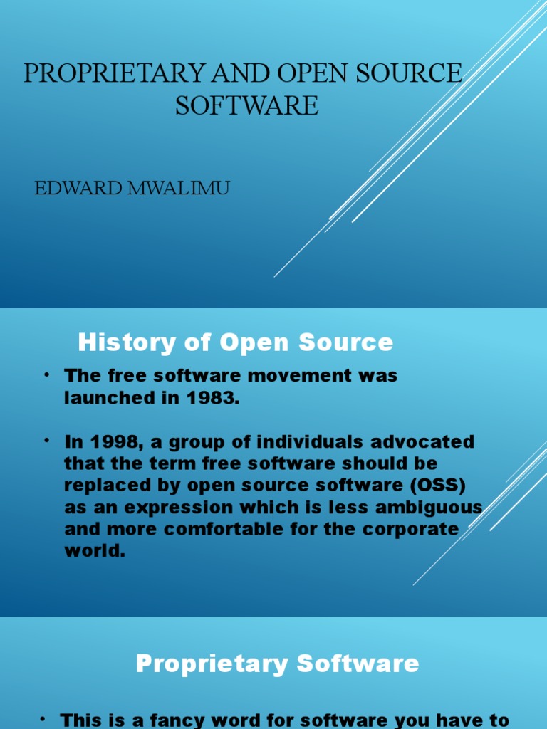 Proprietary and Open Source Software: Edward Mwalimu | PDF | Proprietary Software | Free Software