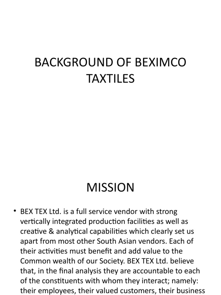 Background of Beximco Taxtiles | PDF