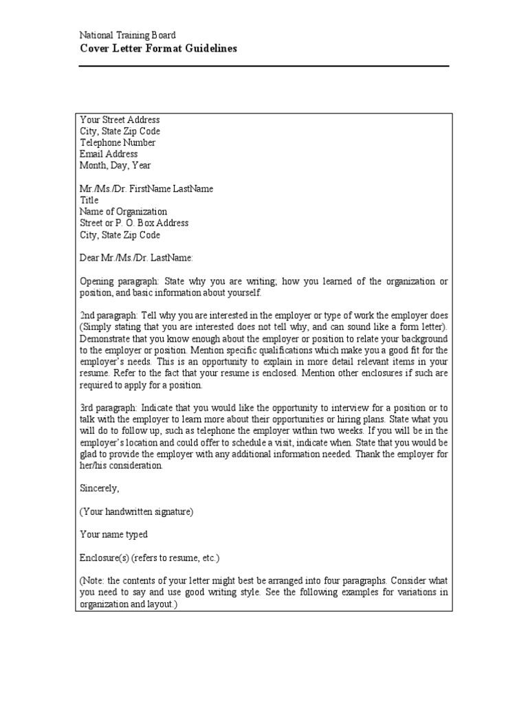 Cover Letter Format Guidelines | PDF